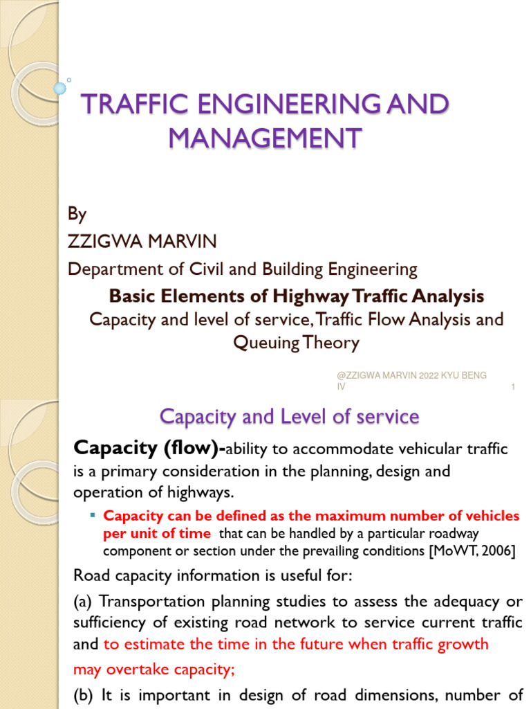 Transport Planning Chapt 3 Basic Elements of Highway Traffic Analysis ...