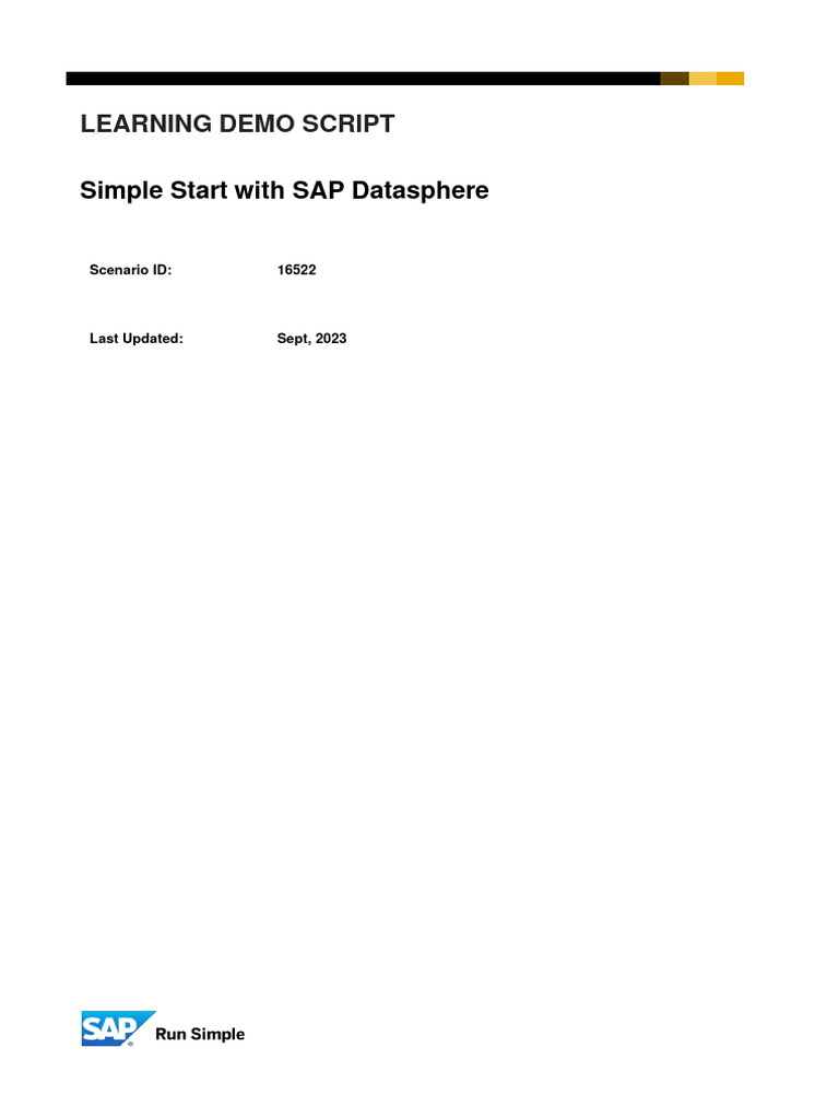 SAP - CC - Simple Start With Data Warehouse Cloud - CC | PDF ...