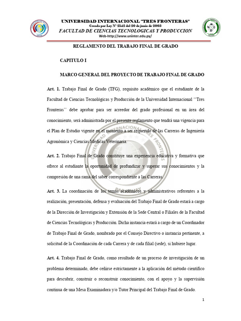 Reglamento TFG 2023 | PDF | Universidad | Red mundial