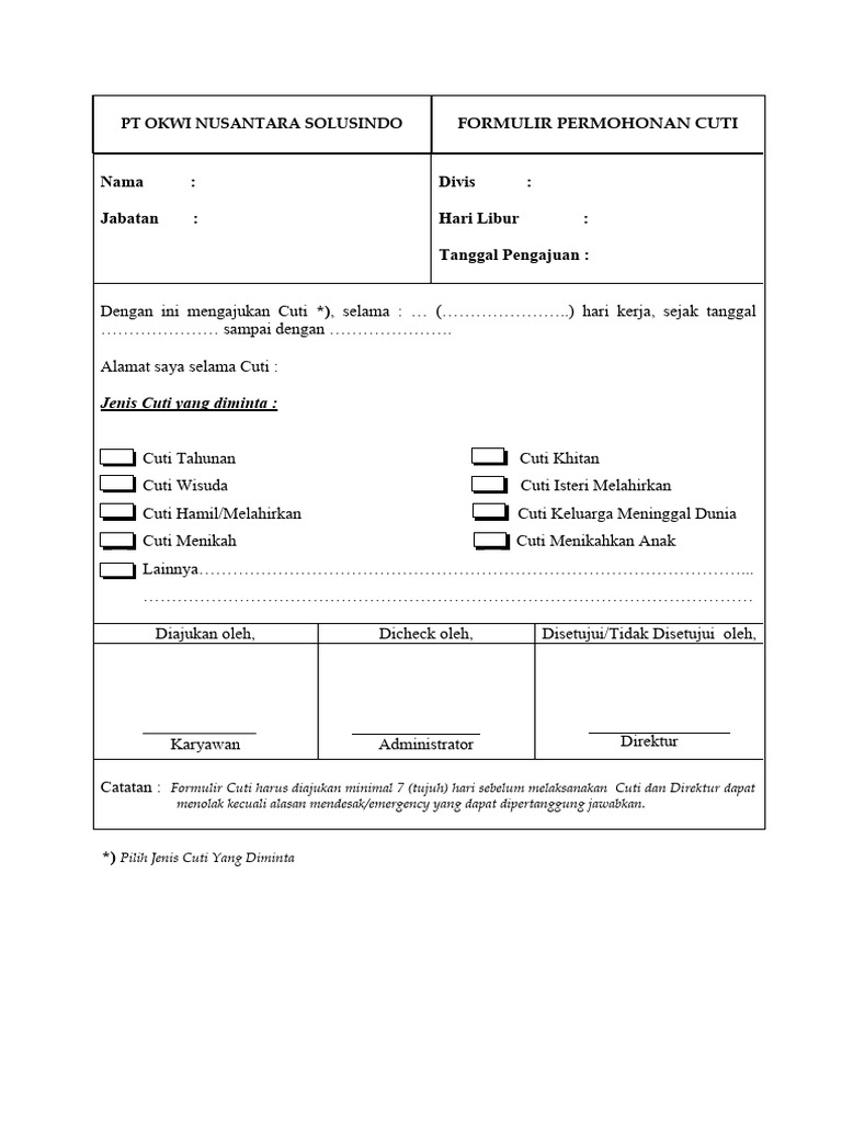 Formulir Cuti | PDF