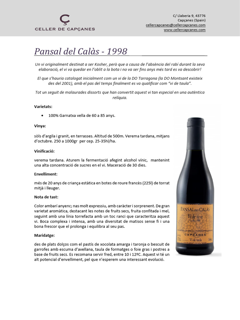 Pansal de Calas 98 | PDF