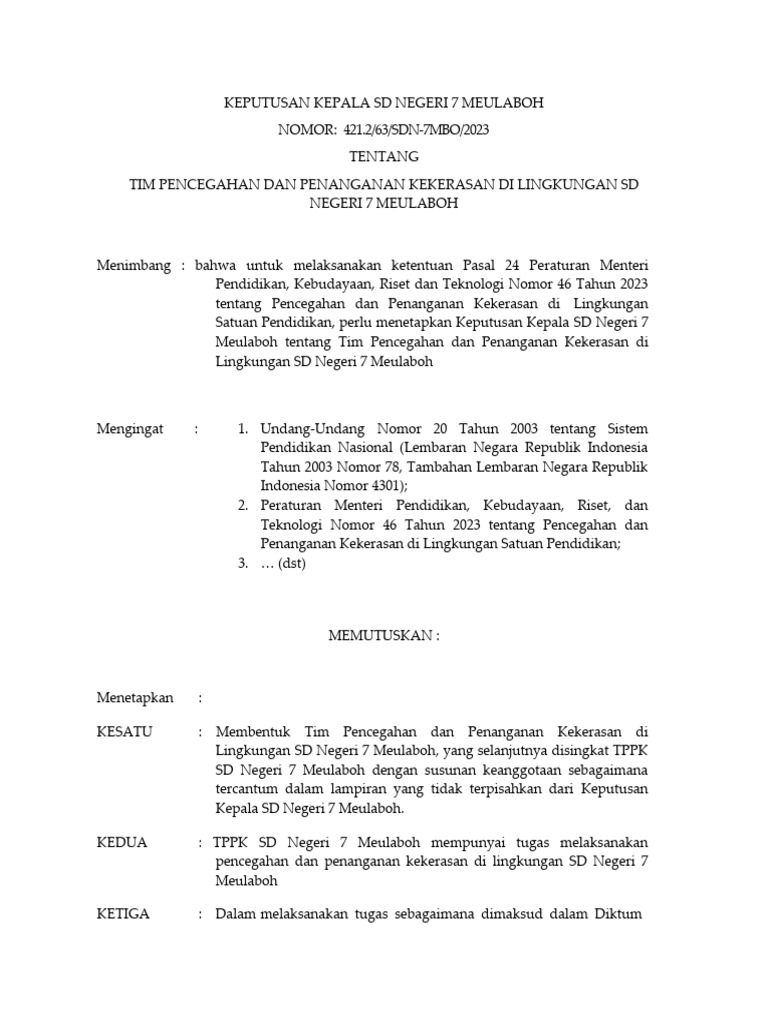 Contoh SK TPPK | PDF