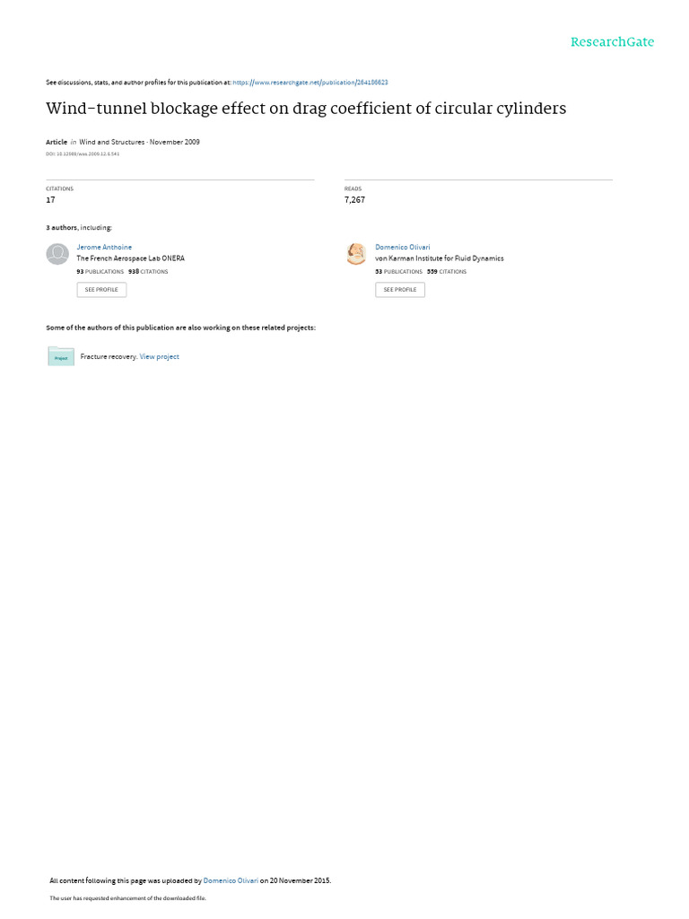 Wind-Tunnel Blockage Effect On Drag Coefficient of Circular Cylinders | PDF