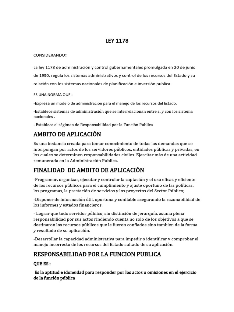 Ley 1178 Admin | PDF | Servicio Civil | Justicia