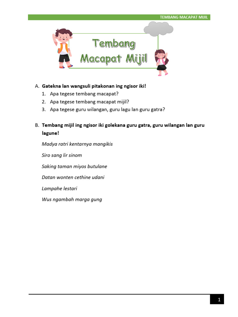 Soal Tembang Macapat Mijil | PDF