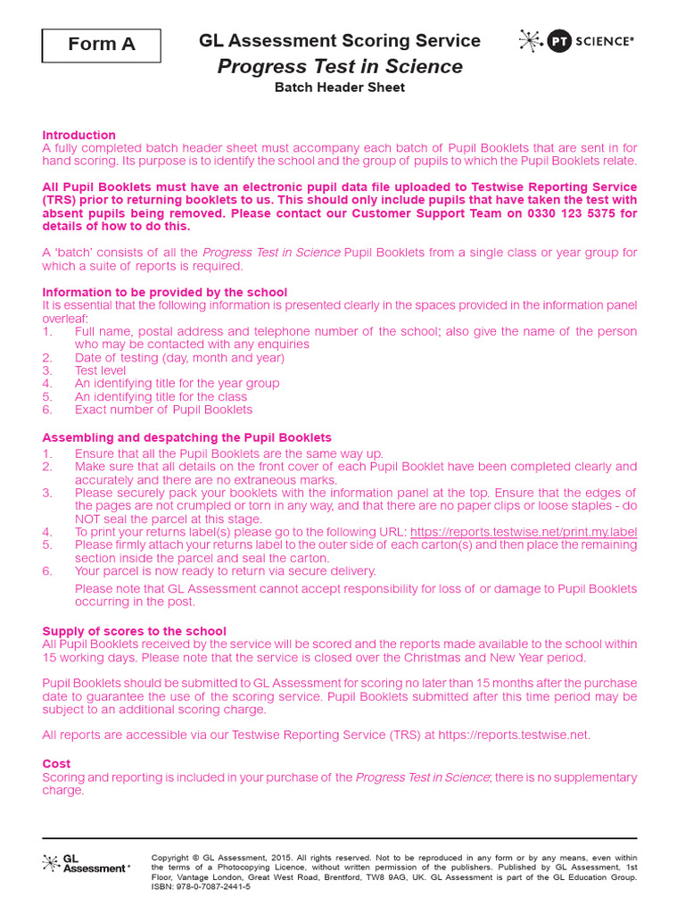 Pts Batch Header Sheet Form A | PDF | Computing