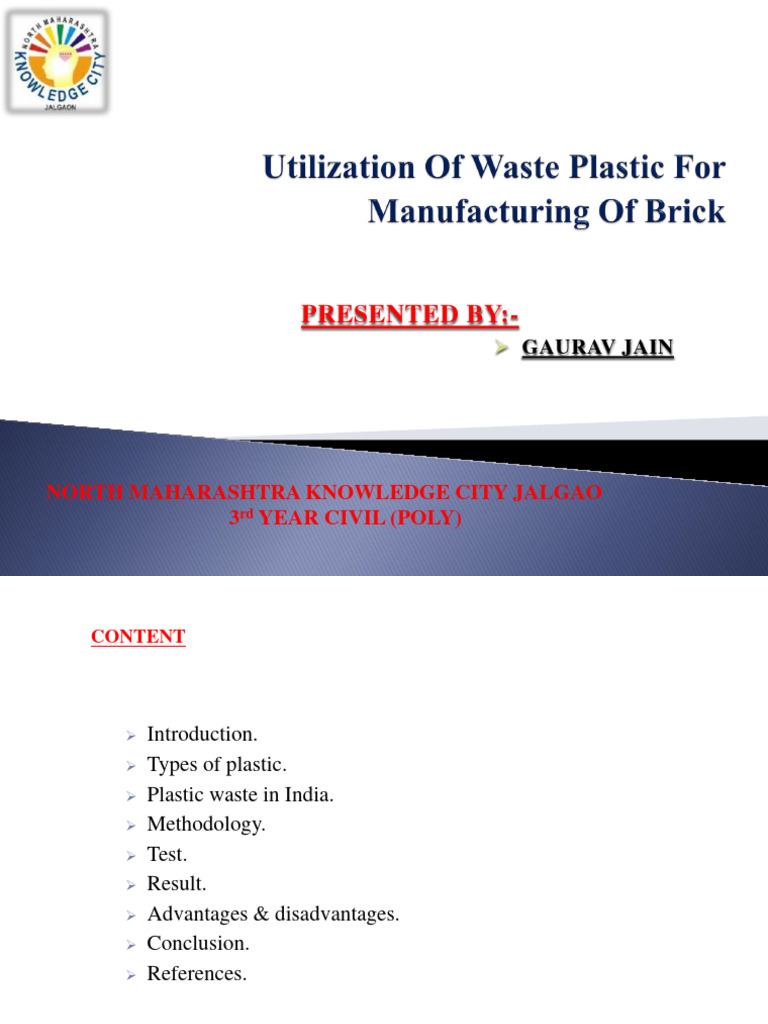 Utilization of Waste Plastic For Manufacturing of | PDF | Plastic | Brick
