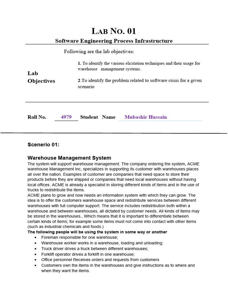 Lab No1 SCD Mubashir Hussain 4979 | PDF | Business | Computers