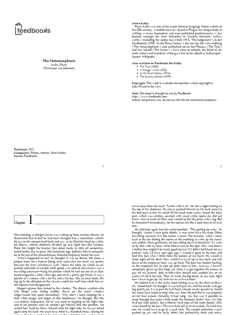 The Metamorphosis | PDF | Franz Kafka