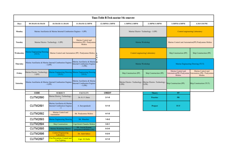 B.tech Marine 5th Semester Time Table From 30th Oct 2023 | PDF | Engineering