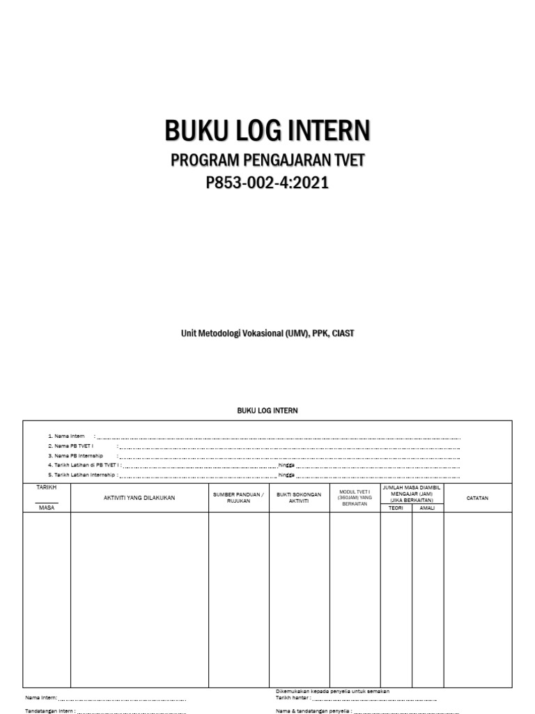 Buku Log COVER PAGE1 | PDF