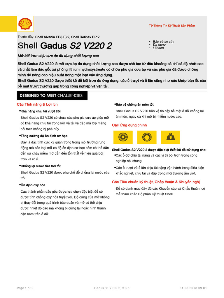 Shell Gadus S2 V220 2 Technical Info | PDF