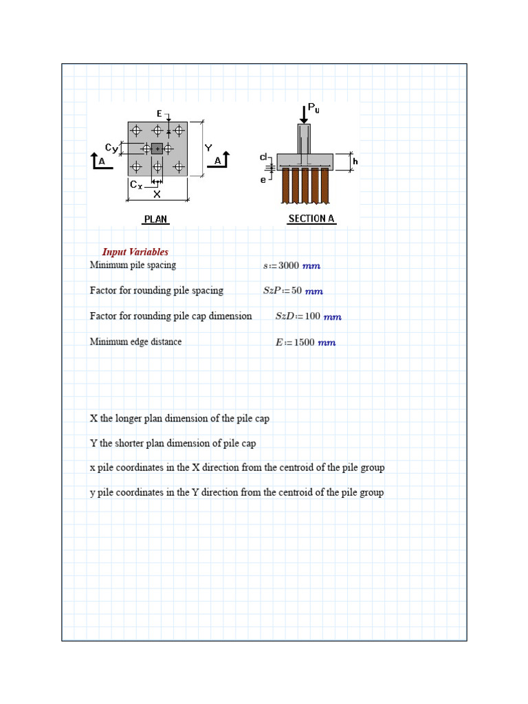 Pile Cap Dimensions Calculation Using Mathcad | PDF