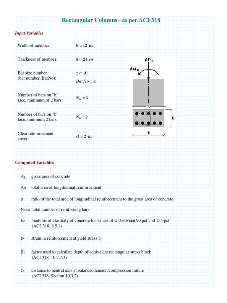 Rectangular - Columns As Per ACI-318 Using Mathcad | PDF | Strength Of ...