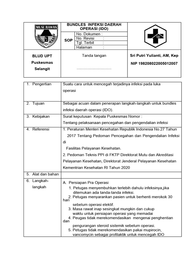 Sop Bundles Infeksi Daerah Operasi | PDF | Pengembangan Diri | Kesehatan Holistik