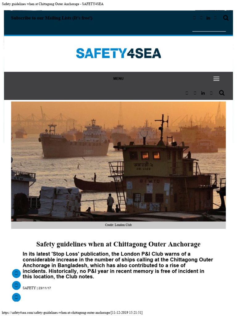 Safety Guidelines When at Chittagong Outer Anchorage - SAFETY4SEA | PDF