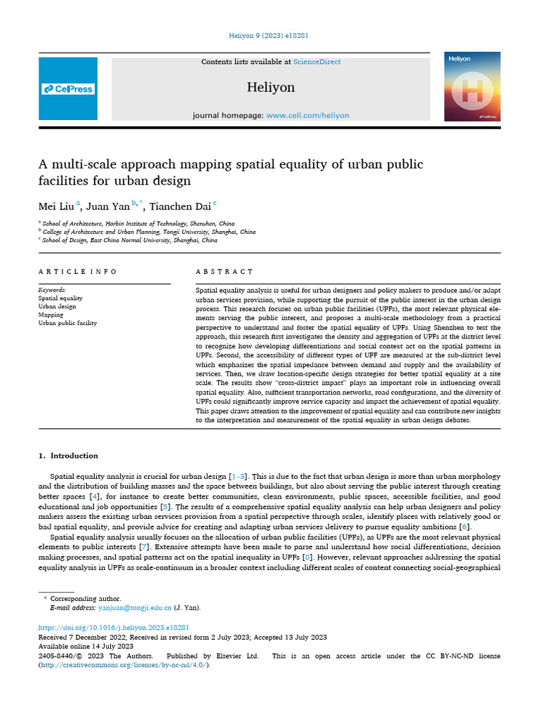 A Multi Scale Approach Mapping Spatial Equality of Urban Public Fa - 2023 - Heli | PDF | Urban ...
