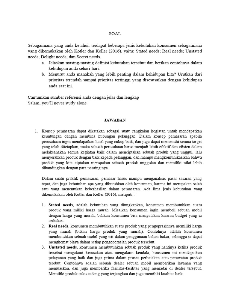 Lembar Jawaban Tugas 1 Manajemen Pemasaran | PDF | Karier & Perkembangan | Bisnis