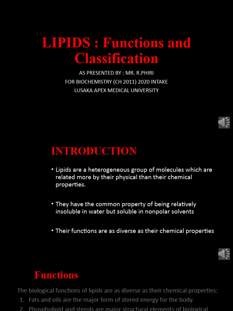 1.0. LIPIDS - Functions and Classification, Fatty Acids | PDF