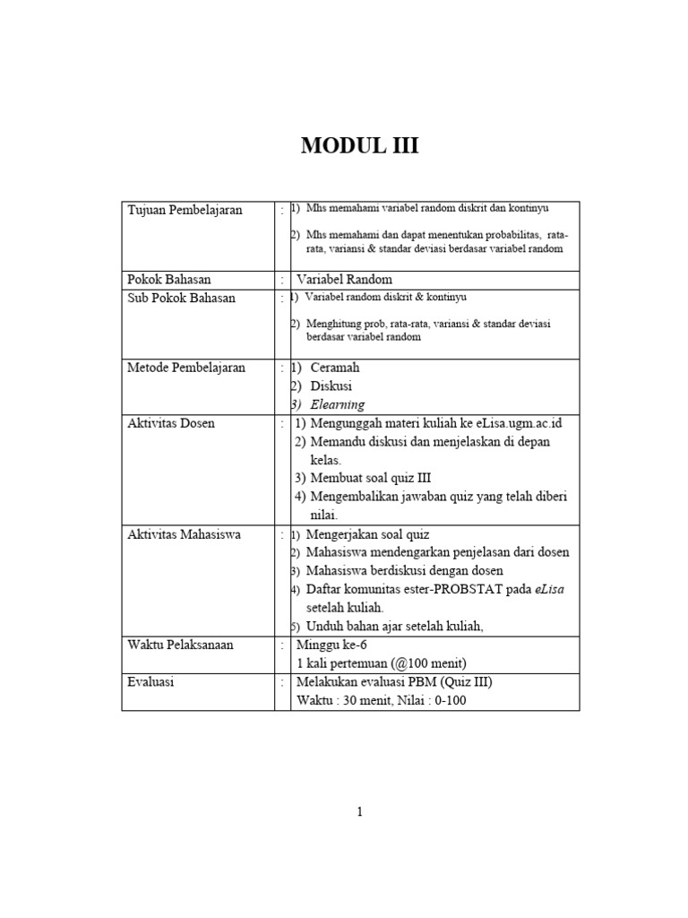 Handout Variabel Random | PDF