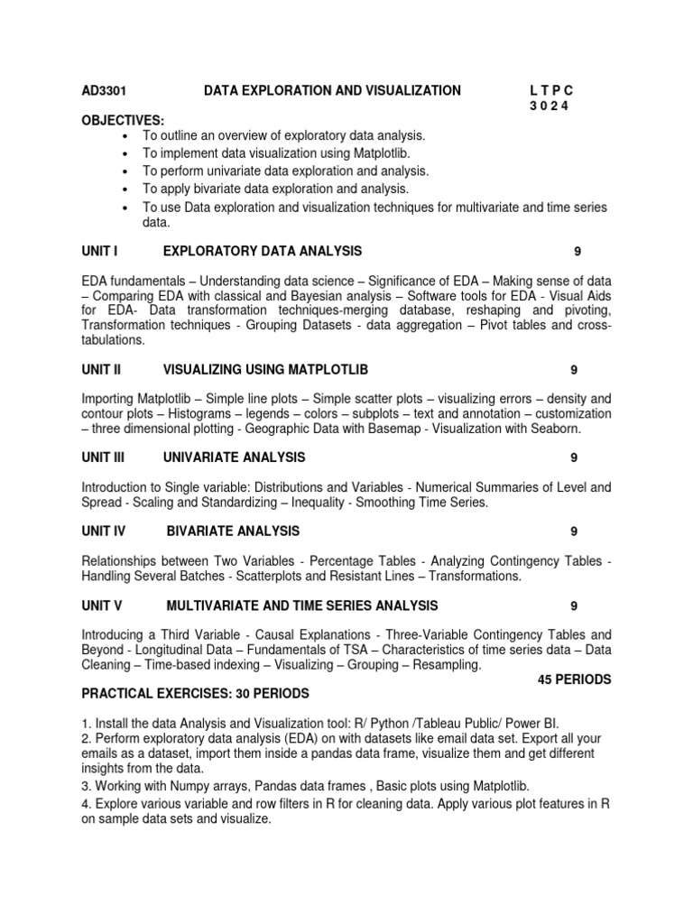 Ad3301 - Data Exploration and Visualization | PDF | Data Analysis | Time Series