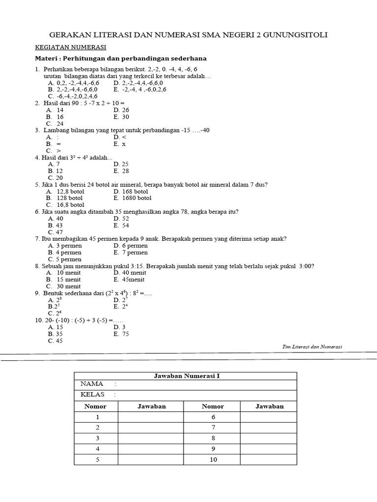 Numerasi 1 | PDF