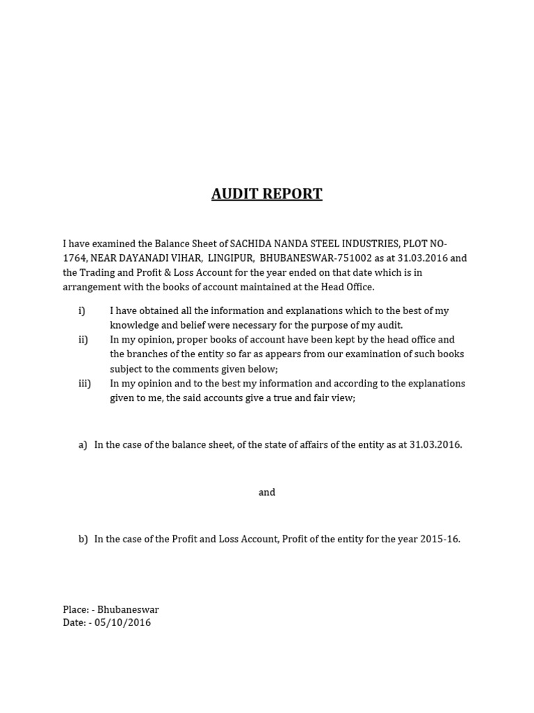 Audit Report Format | PDF