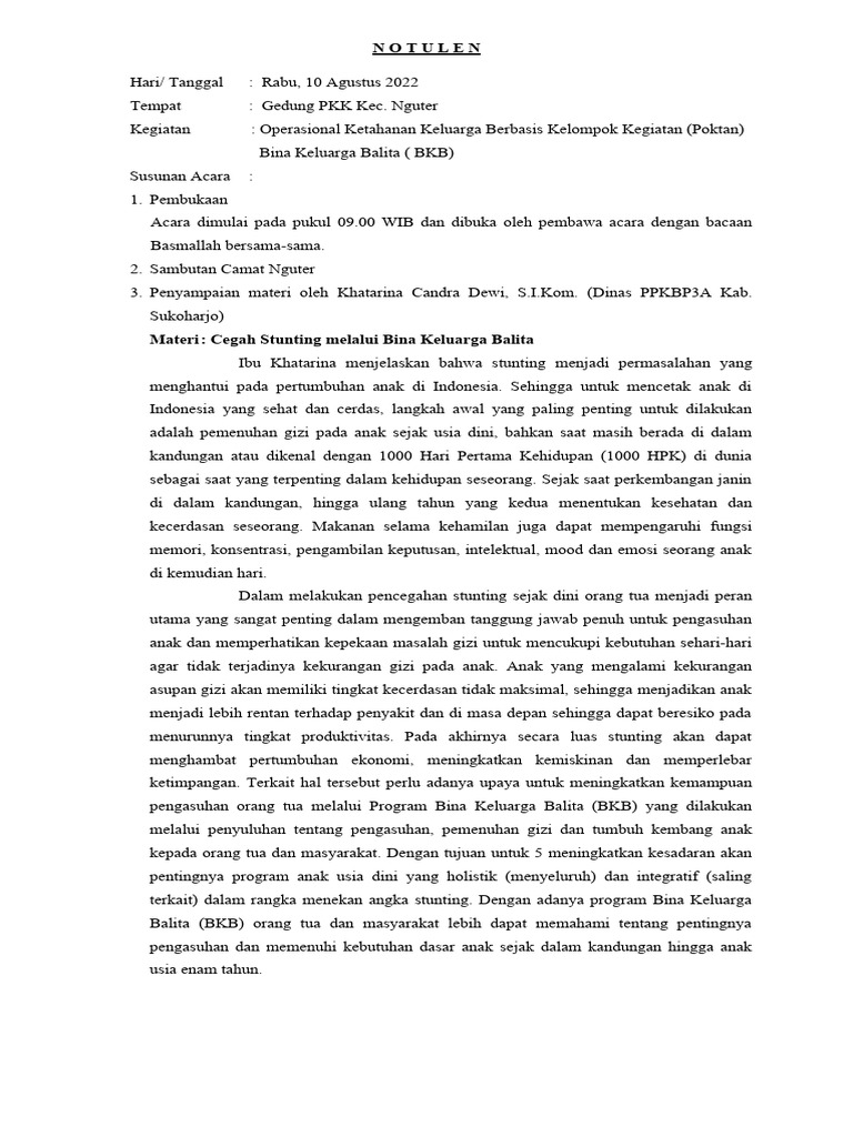 Laporan Kegiatan BKB | PDF