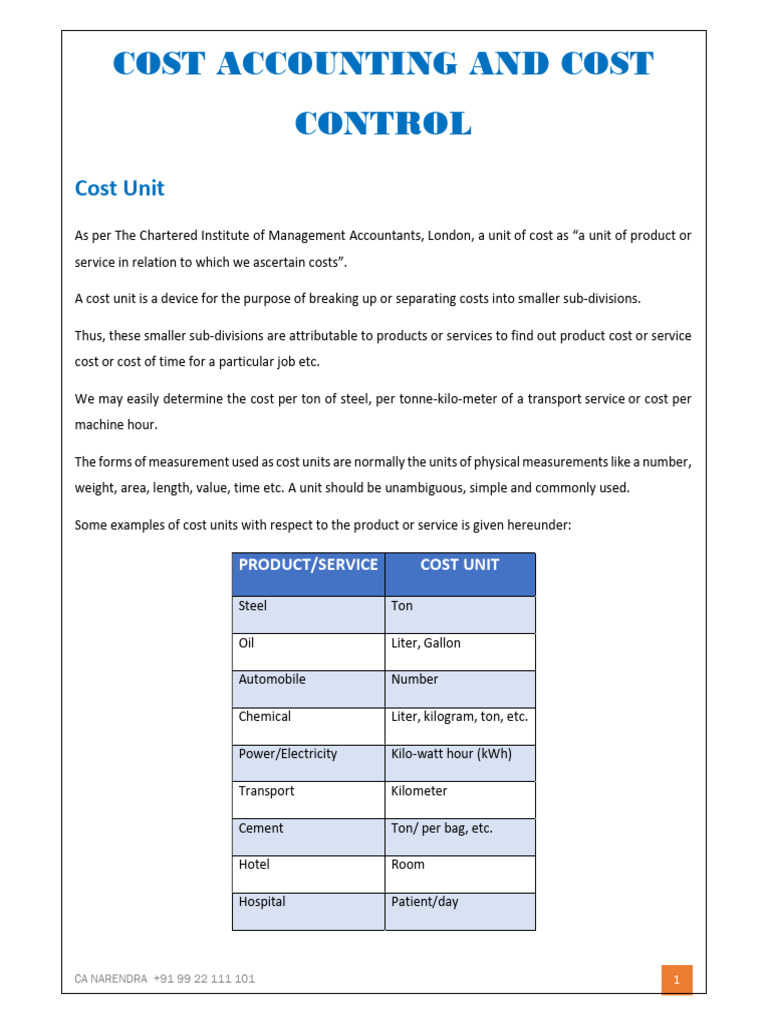 Cost Accounting & Control Guide | PDF | Business