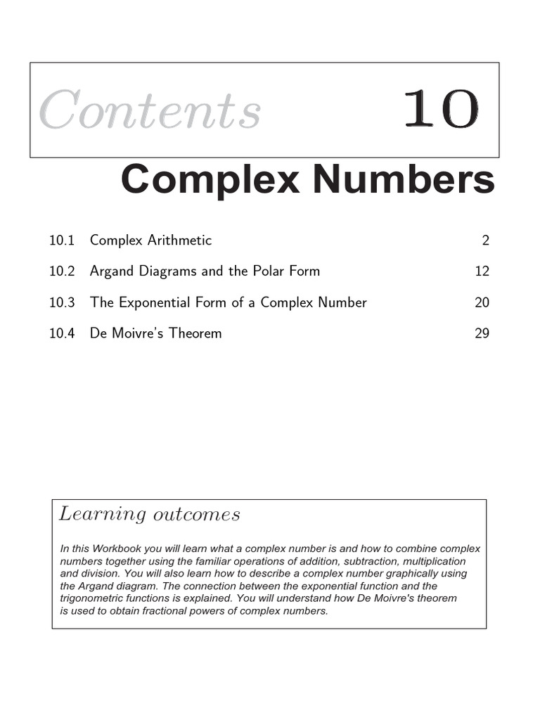 HELM Workbook 10 Complex Numbers | PDF | Complex Number | Equations