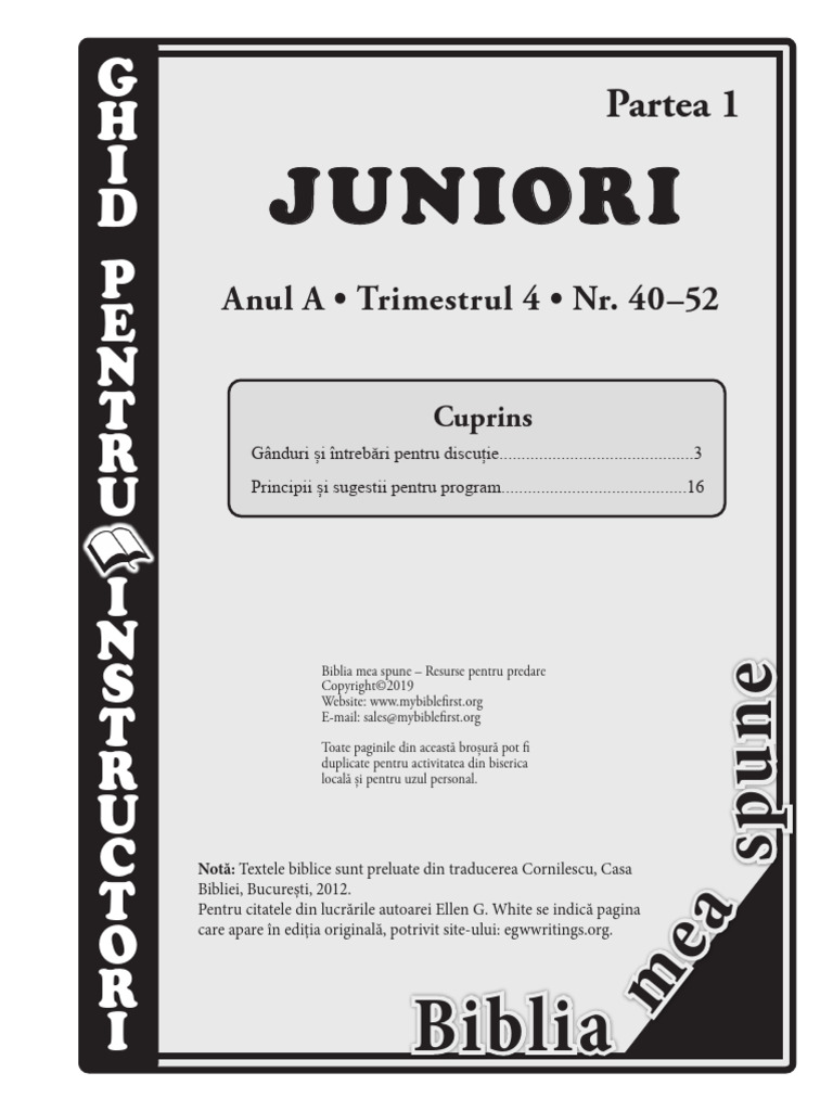 Ghid Juniori Partea 1 - Trim 4 - 2023 | PDF