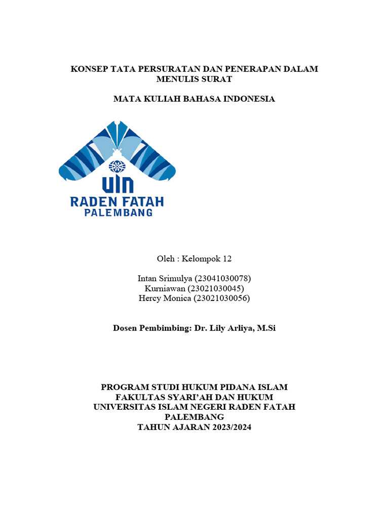 Konsep Tata Persuratan Dan Penerapan Dalam Menulis | PDF