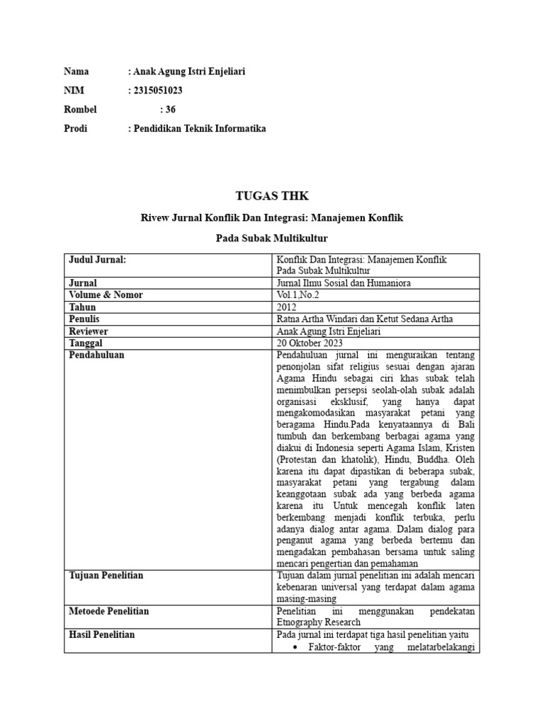 Review Jurnal THK | PDF | Religion & Spirituality