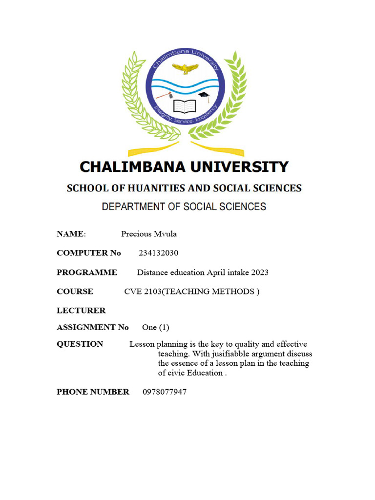 Chalimbana | PDF | Lesson Plan | Critical Thinking