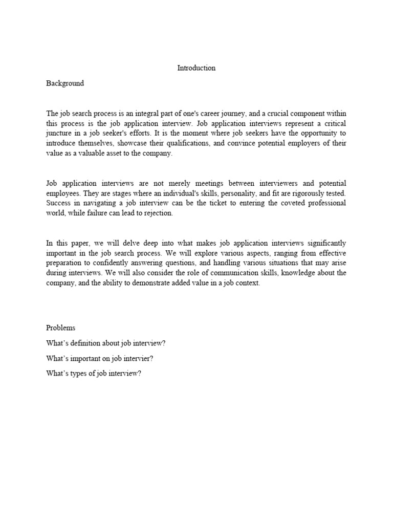 Importance of Job Application Interviews | PDF