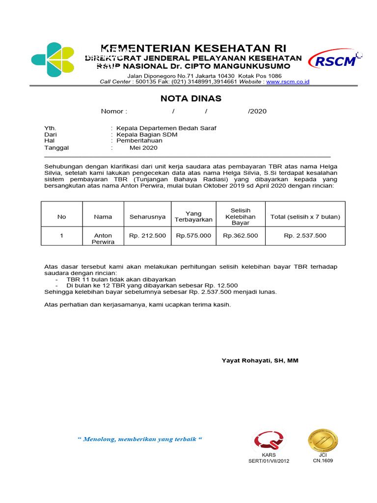 Kop Surat RSCM | PDF | Bisnis | Pengelolaan Keuangan & Uang