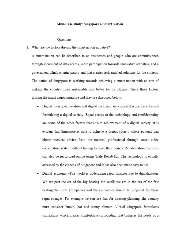 Mini-Case Study Singapore As A Smart Nation | PDF
