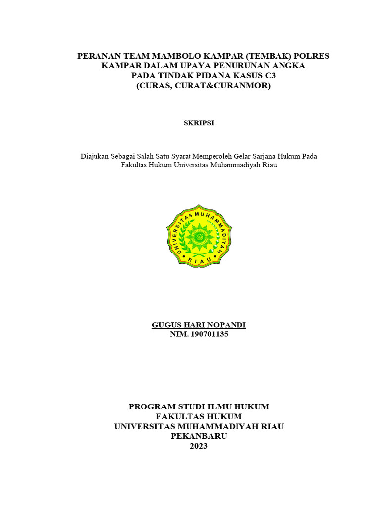 Contoh Cover Skripsi Umri | PDF