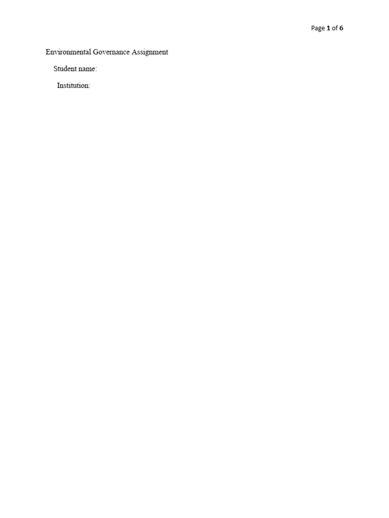 Environmental Governance Assignment | PDF | Governance | Globalization