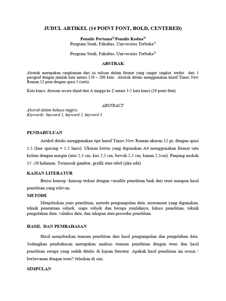 Template Artikel Ilmiah Karil Ut | PDF