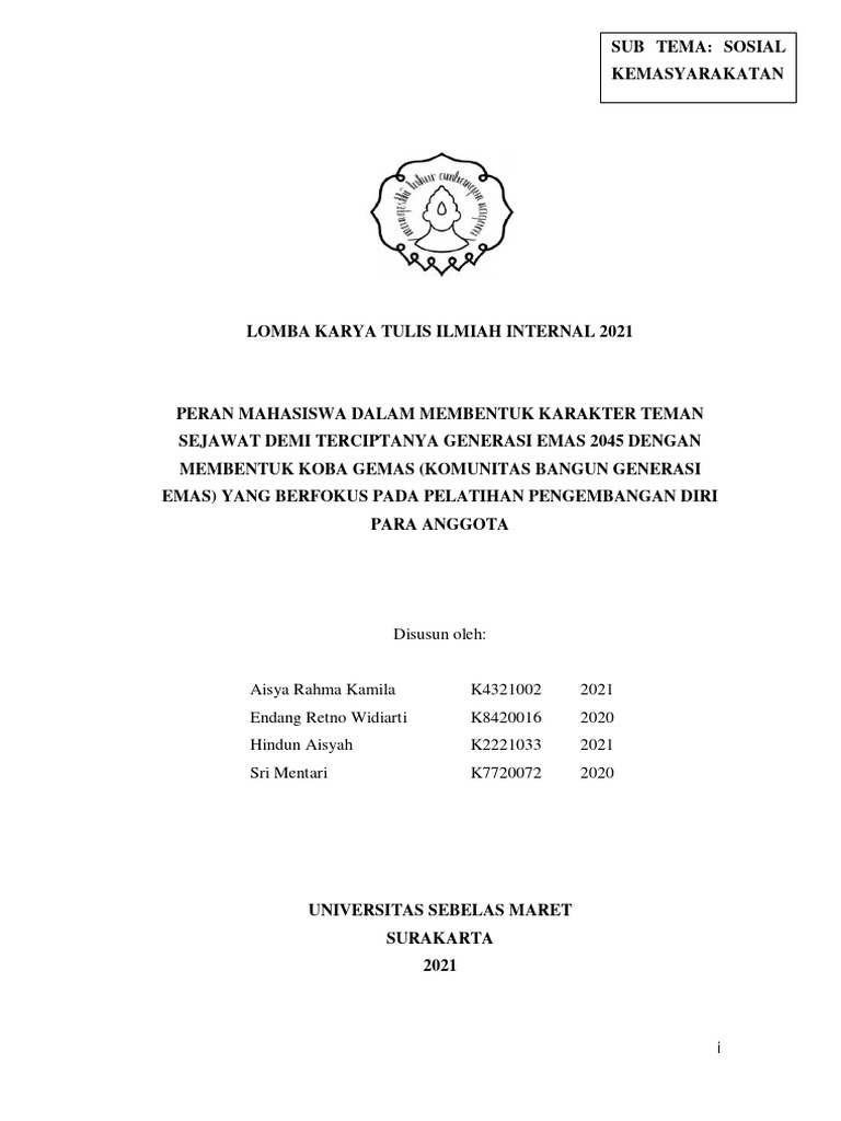 Vanadium Peran Mahasiswa Dalam Membentuk Karakter Teman Sejawat Demi Terciptanya Generasi Emas ...