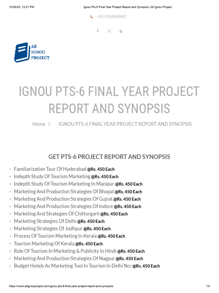 Ignou Pts 6 Final Year Project Report and Synopsis | PDF | Career ...