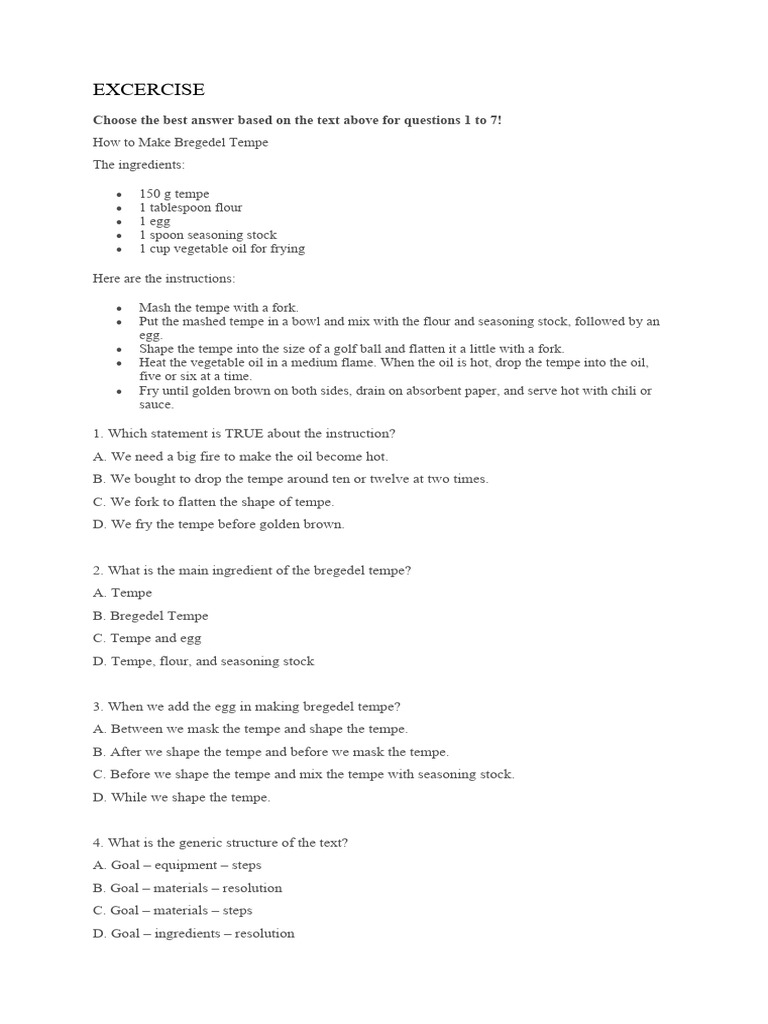 Soal Procedure | PDF | Cakes | Foods