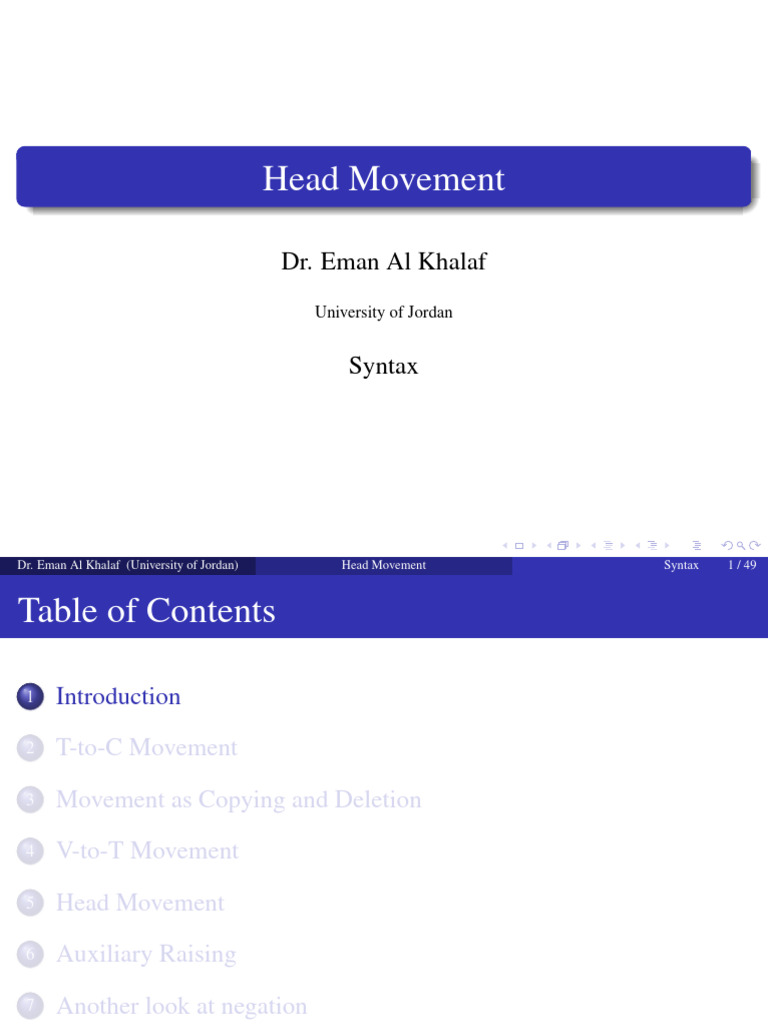 Syntax Head Movement Slides | PDF | English Language | Syntax