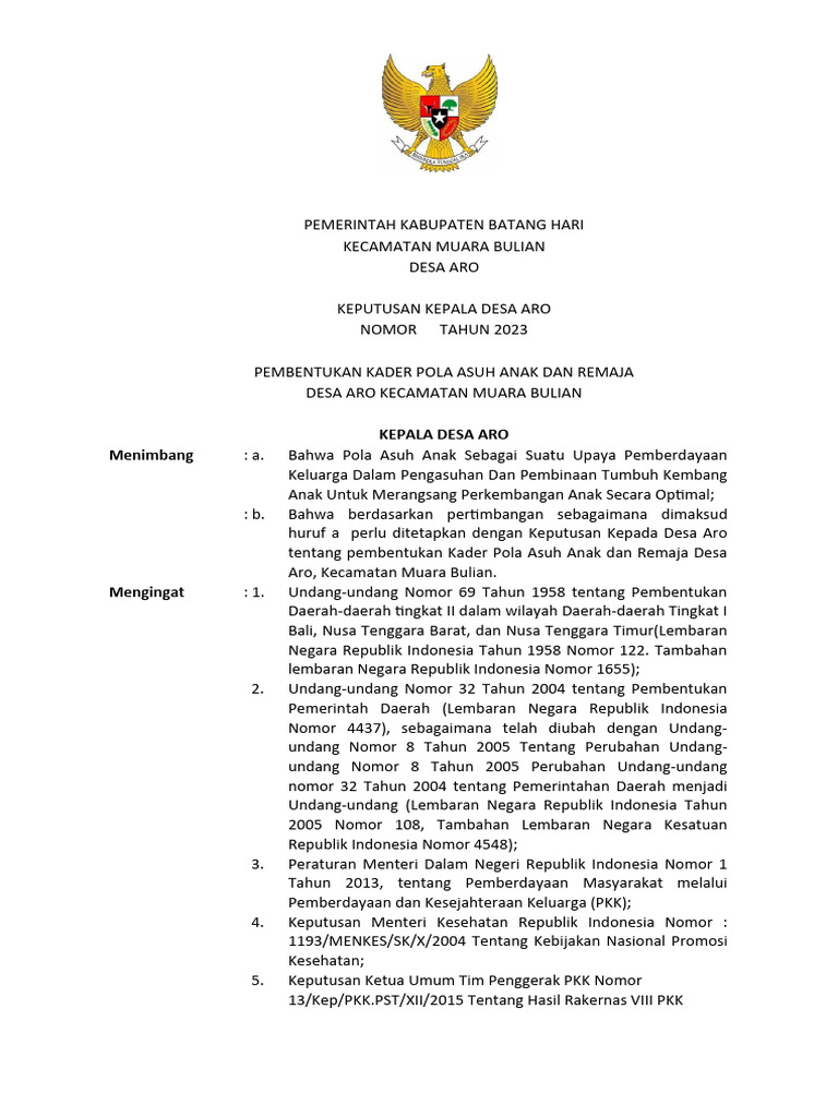 Contoh SK Kader Paar | PDF