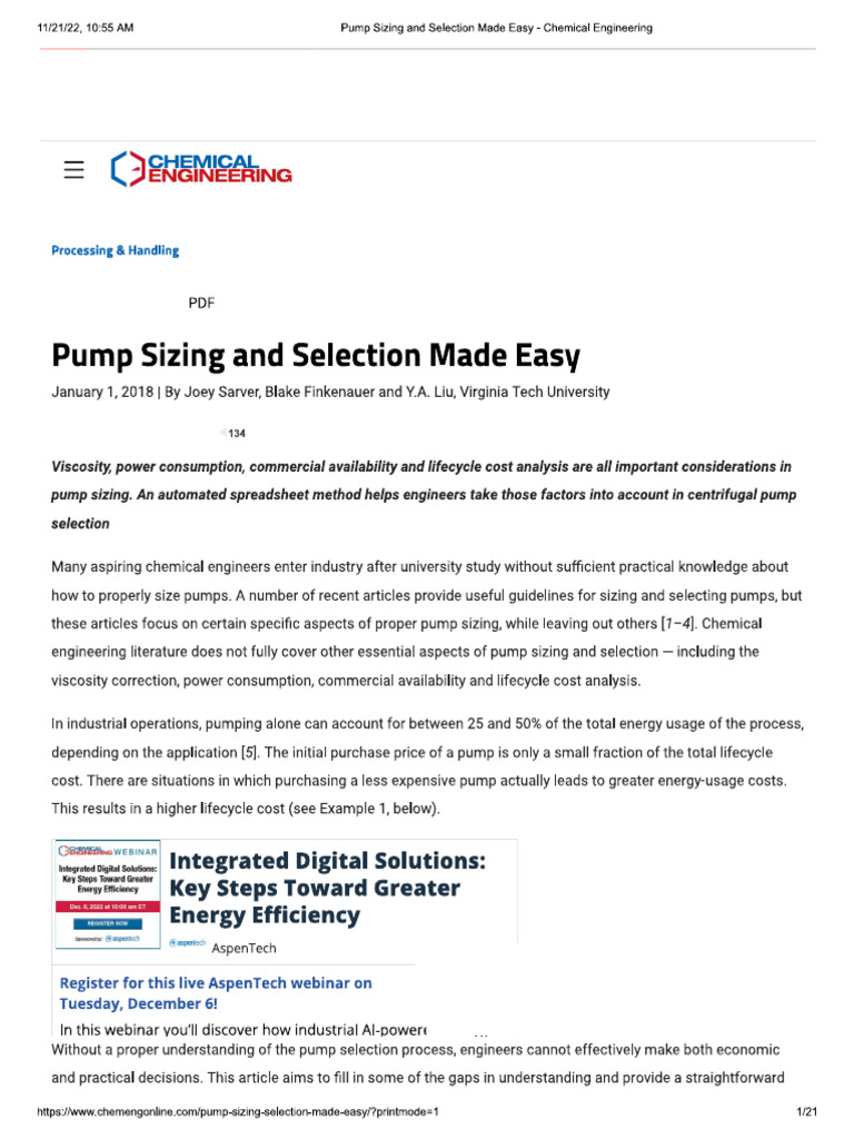 Pumps Selection in US Units | PDF