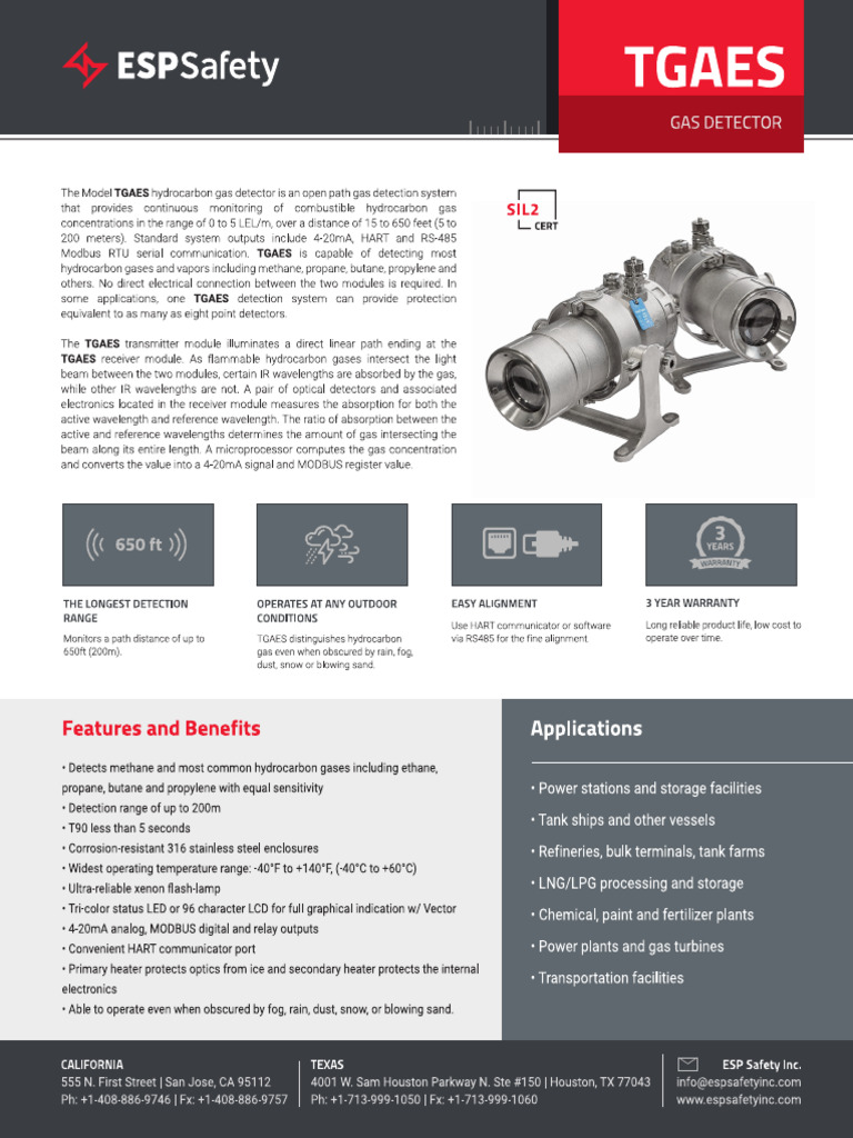 Gas Detector, Open Path (TGAES Open Path) | PDF