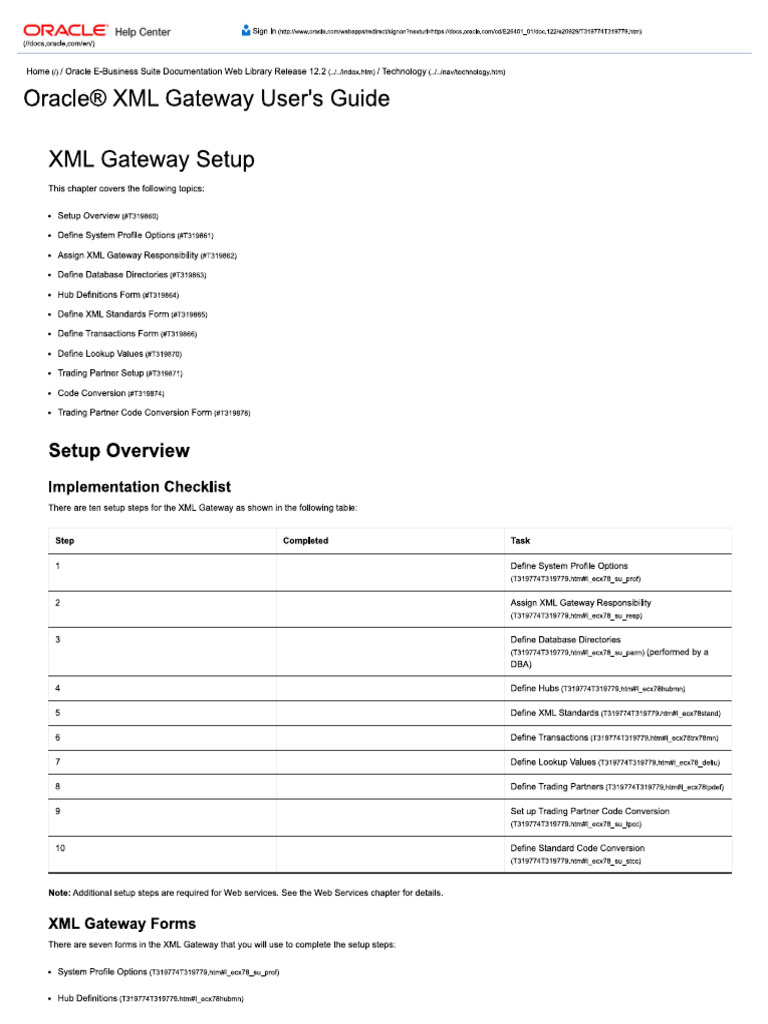 XML Gateway Setup E26401 - 01 20-Oct-2023 | PDF