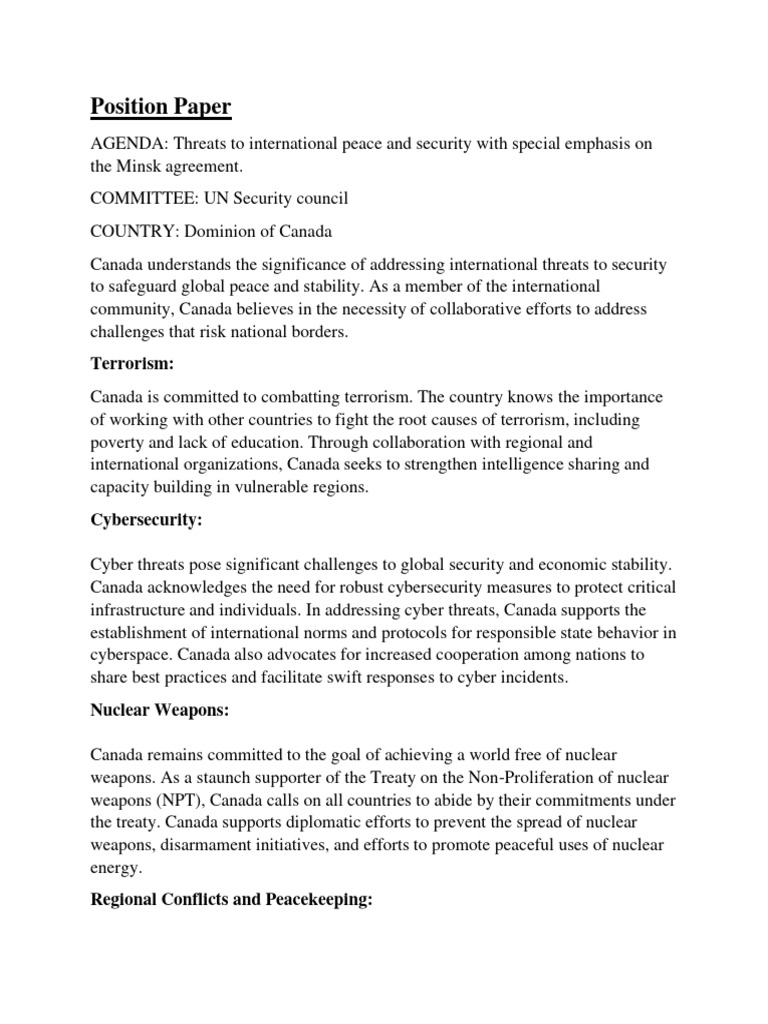 Position Paper Canada Unsc | PDF