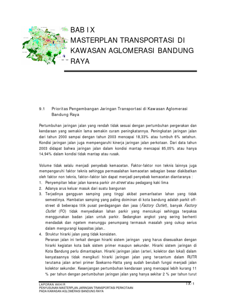 BAB 9 Masterplan Transportasi Aglomerasi Bandung Raya | PDF